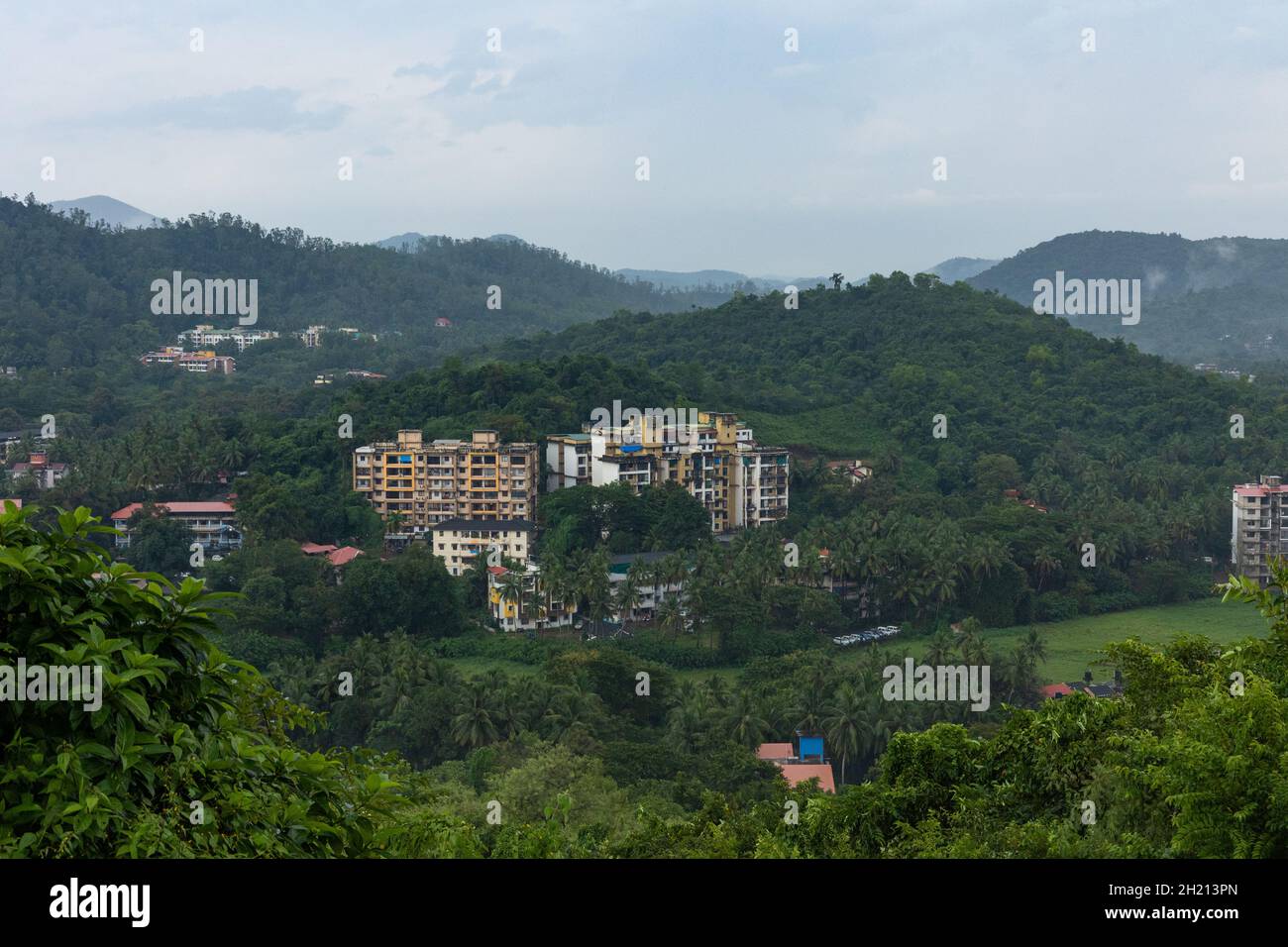Beautiful view of Ponda City during monsoon season from Shankar Parvati ...