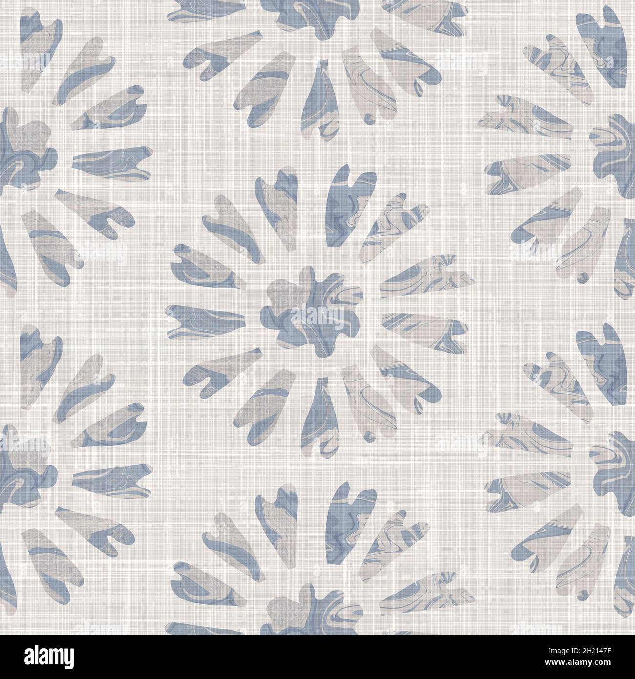 Seamless french linen printed floral damask background. Provence blue ...