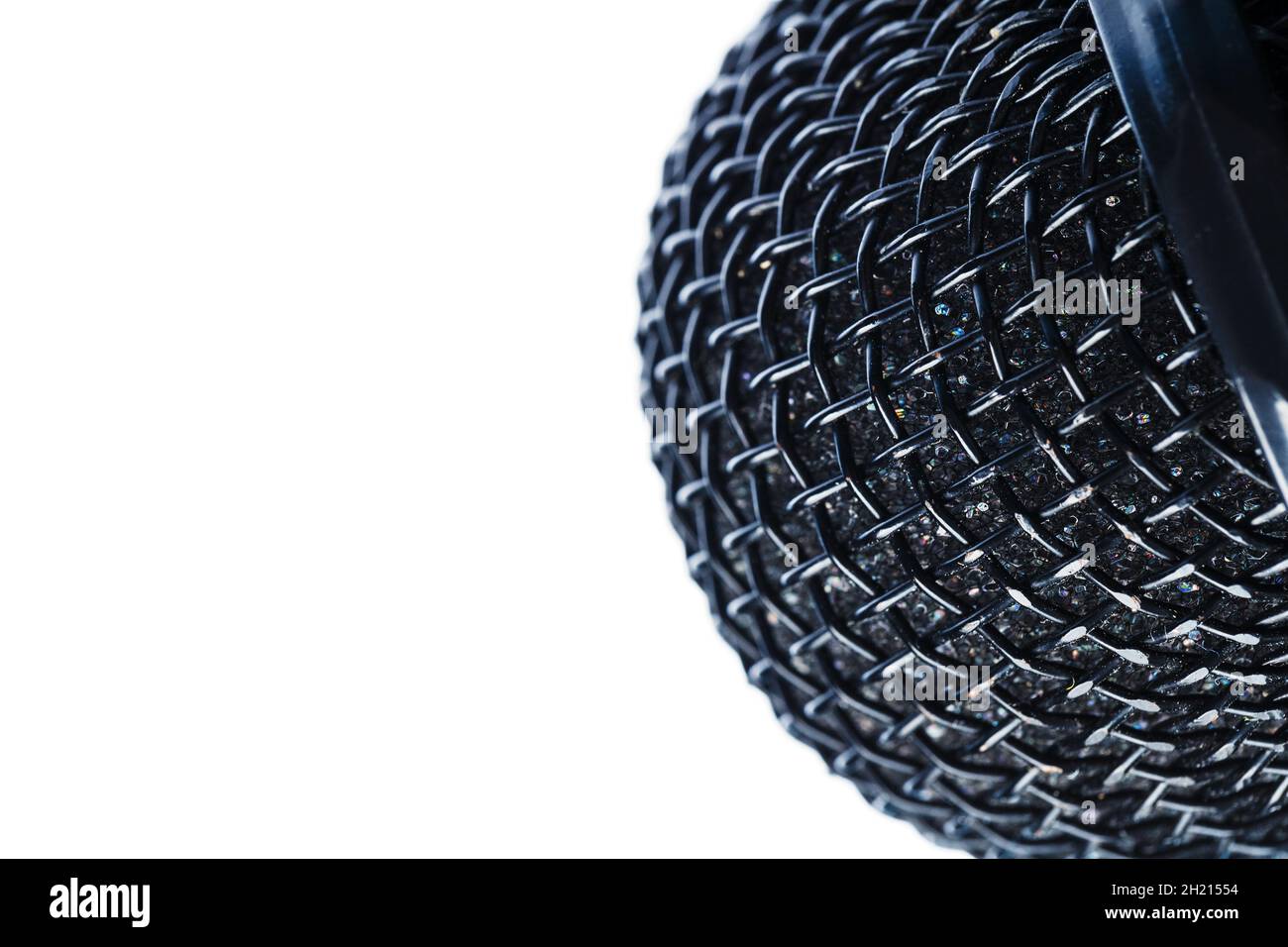 Microphone grille close-up on a white background. Free space Stock ...
