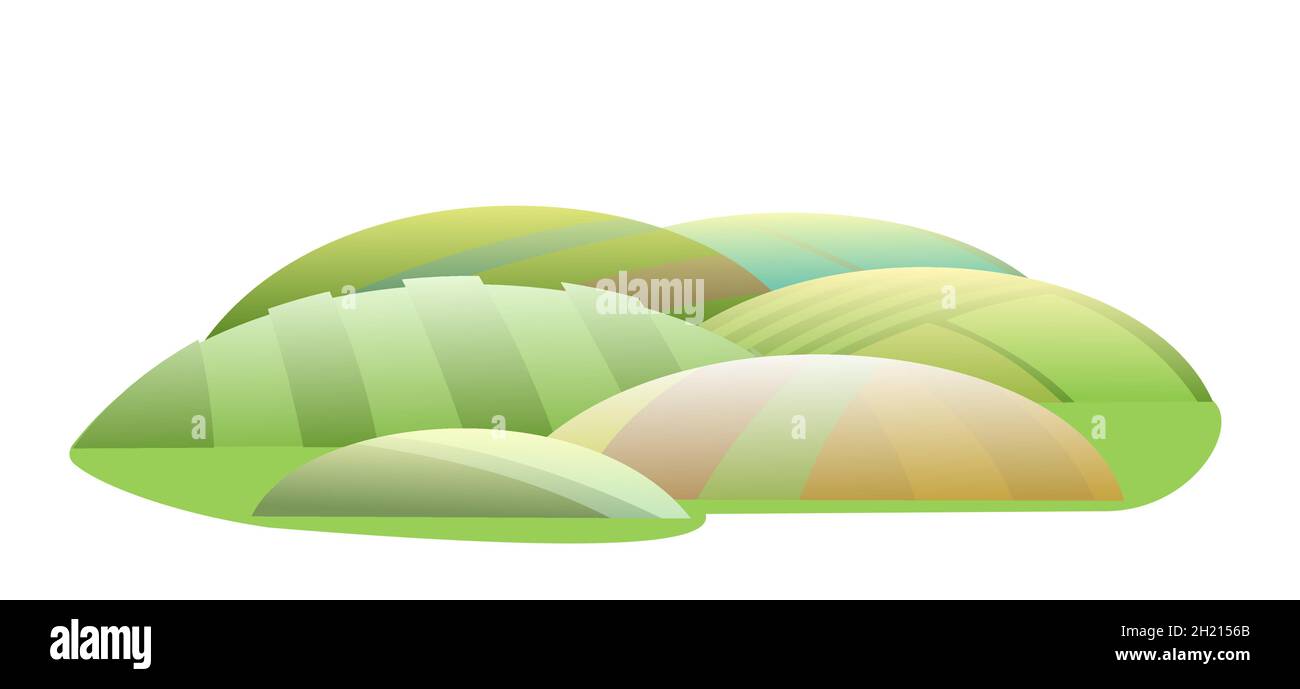 Rural small hills. Farm cute landscape. Funny cartoon design ...