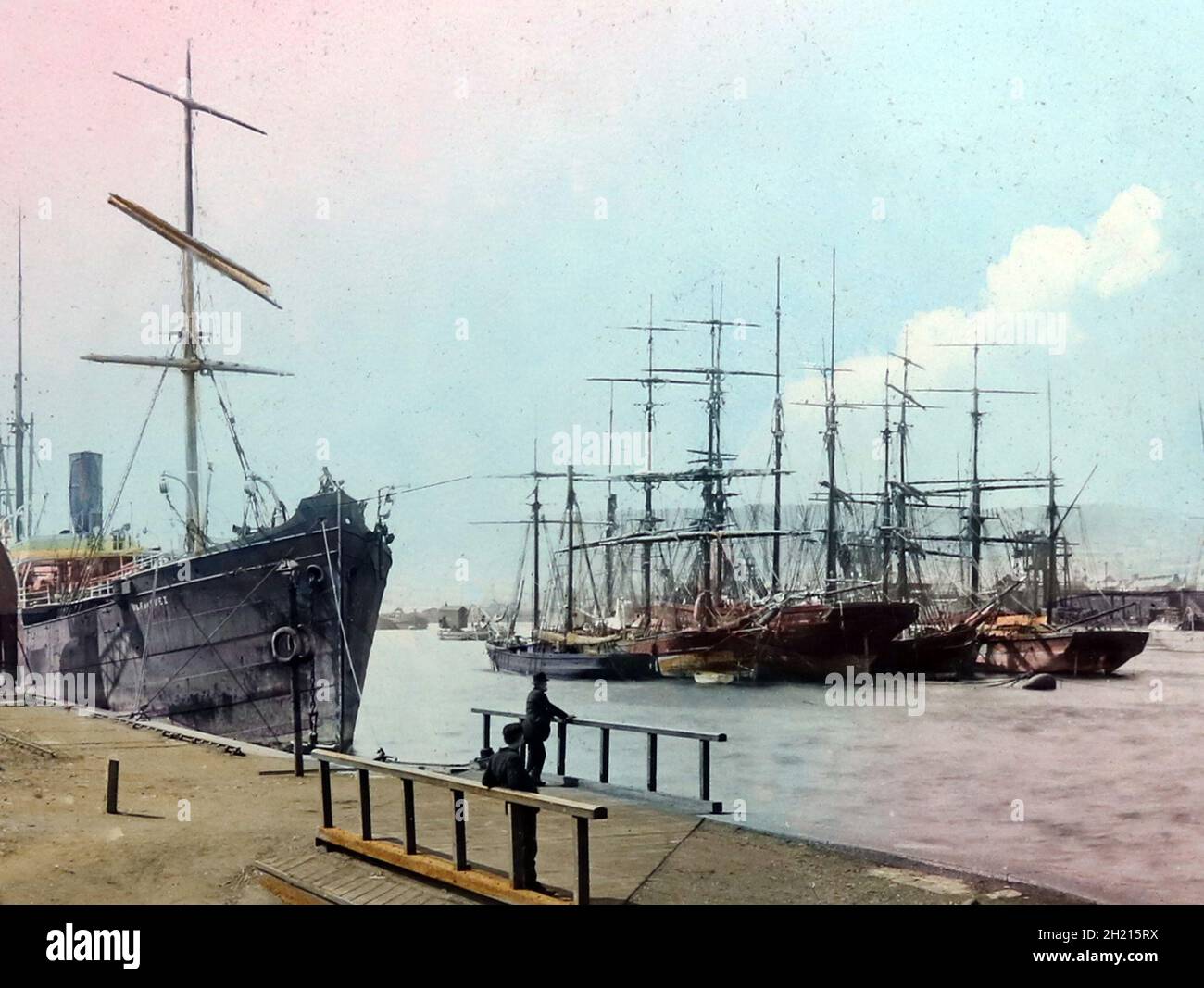 Cardiff Docks, Wales, Victorian period Stock Photo - Alamy