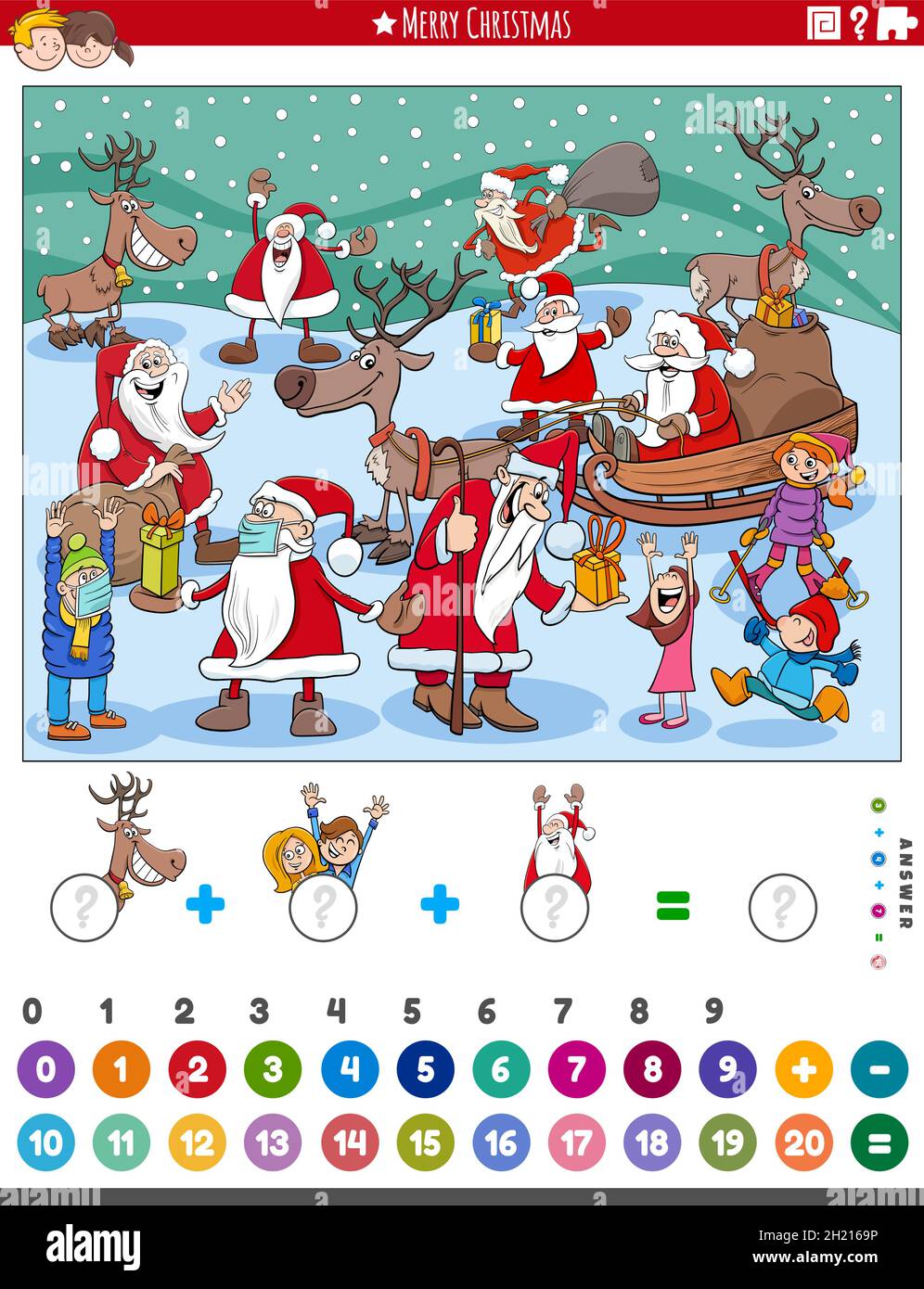 Cartoon illustration of educational mathematical counting and addition ...