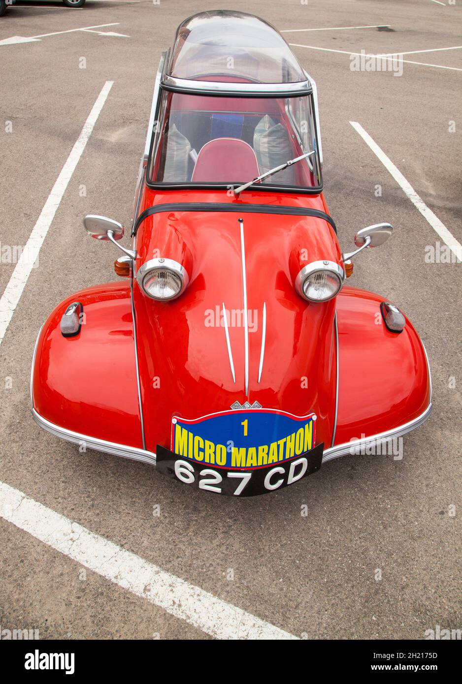 Messerschmitt bubble car parked in the Spanish town of Los Arcos ...