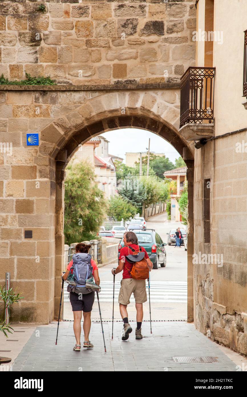 Pilgrims walking the Camino de Santiago the way of St James pilgrimage ...