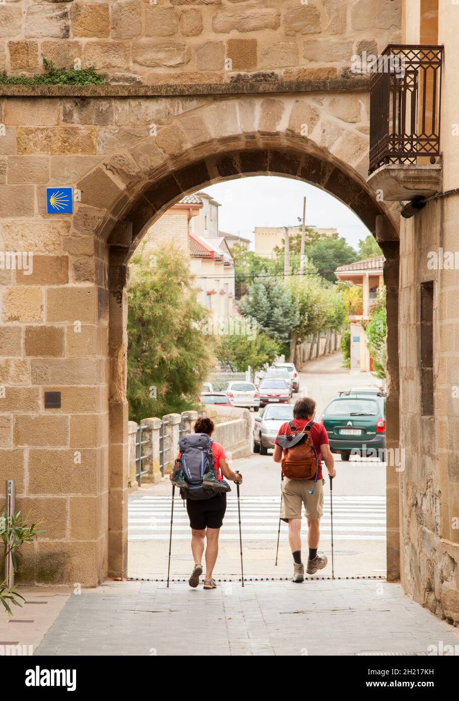 Pilgrims walking the Camino de Santiago the way of St James pilgrimage ...