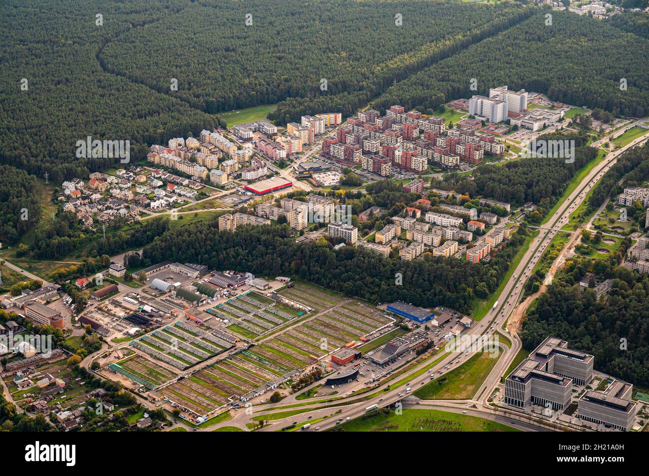 Scenic view on south western part of Lazdynai Bukciai district in ...