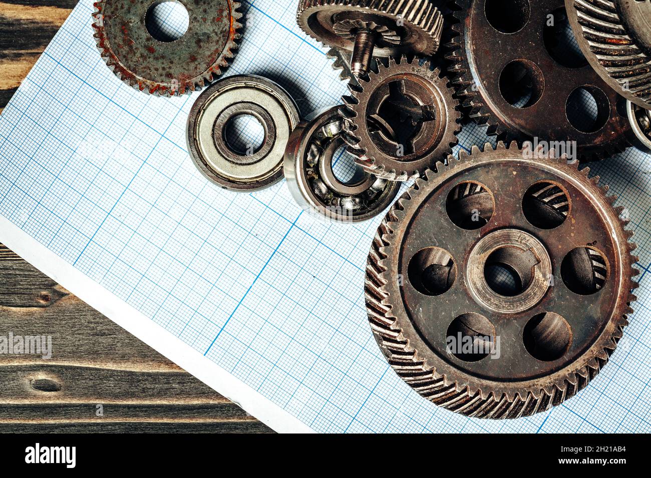 Car parts on graph paper for car engineering Stock Photo - Alamy