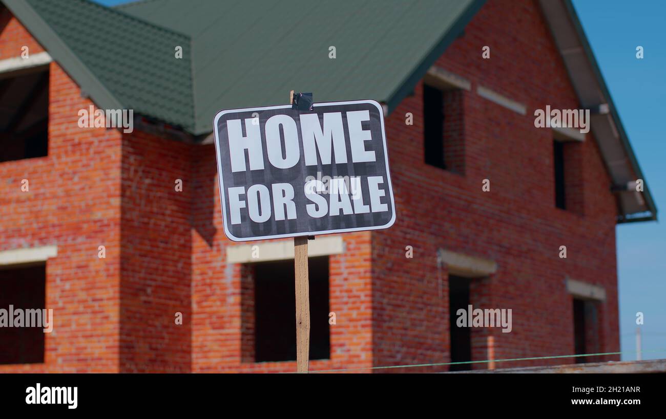 Home for sale sign inscription note tag message on paper, house on ...