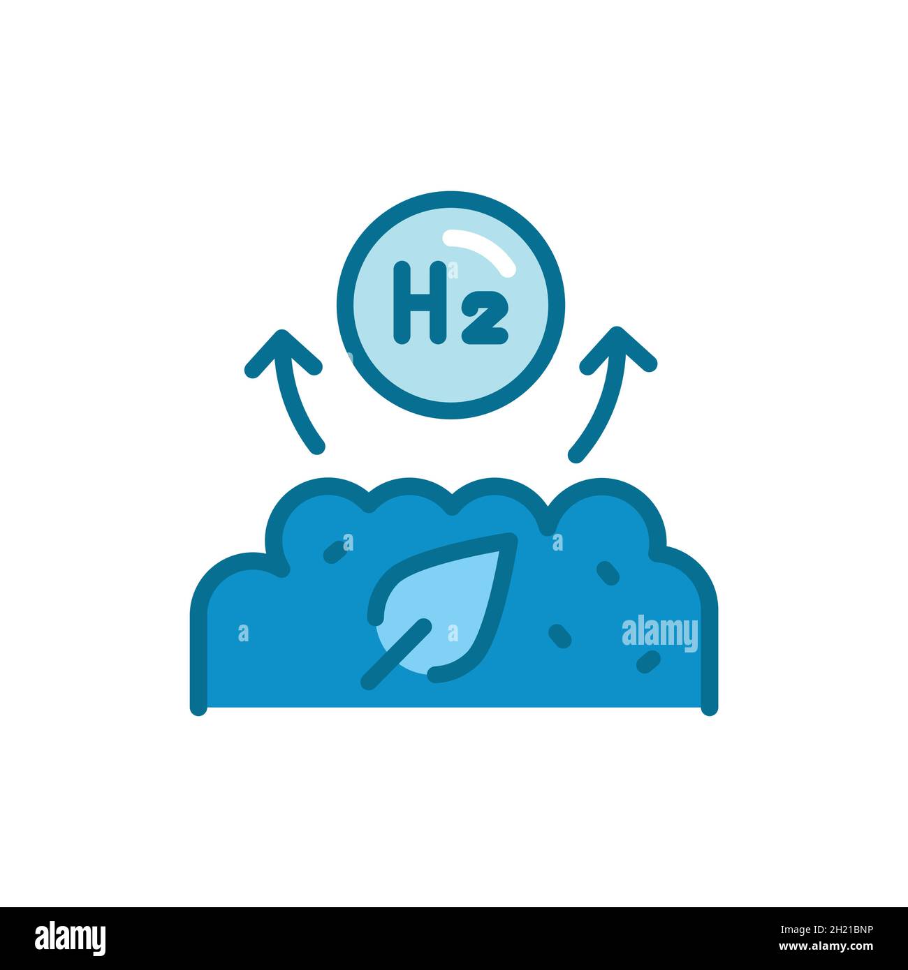 Biomass H2 color line icon. Hydrogen energy. Isolated vector element ...
