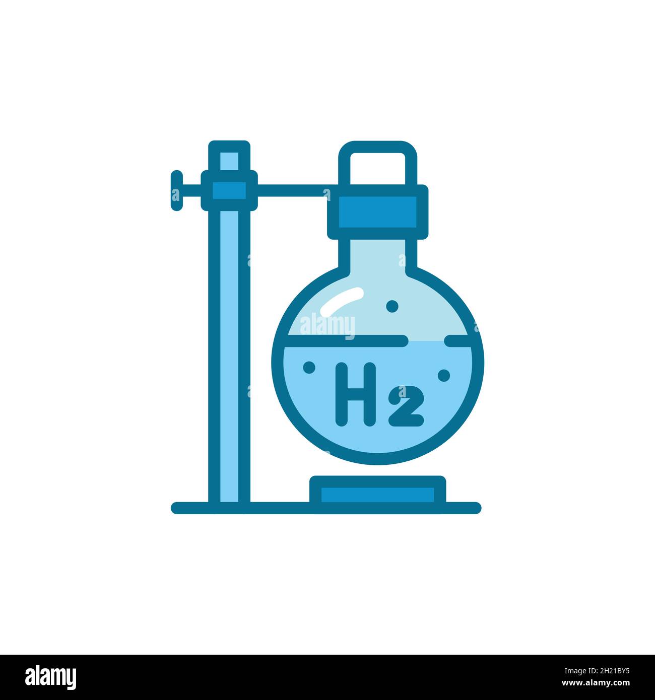 Chemical industry H2 color line icon. Hydrogen energy. Isolated vector ...