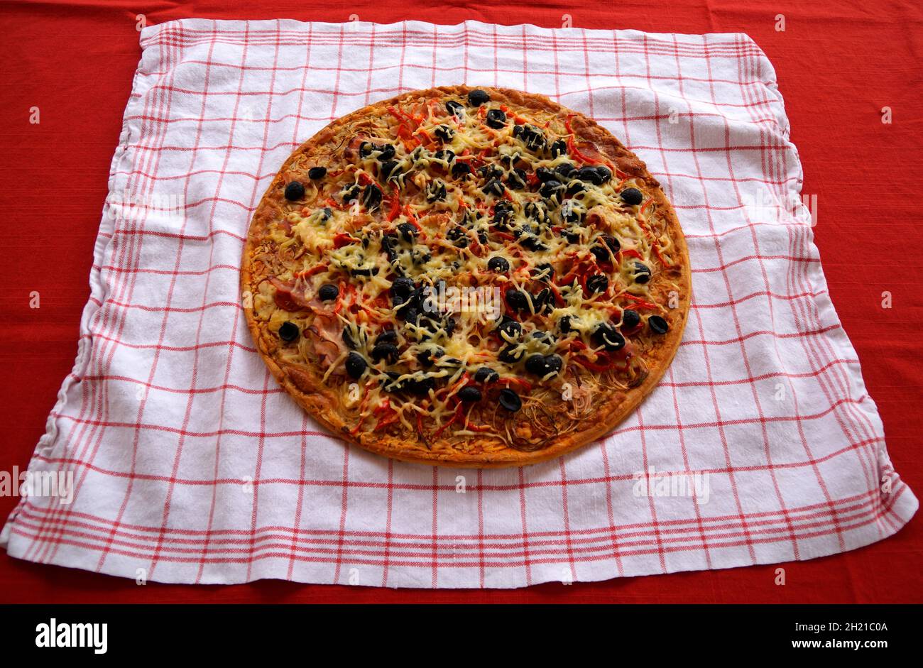 delicious large Italian home-made pizza Stock Photo - Alamy