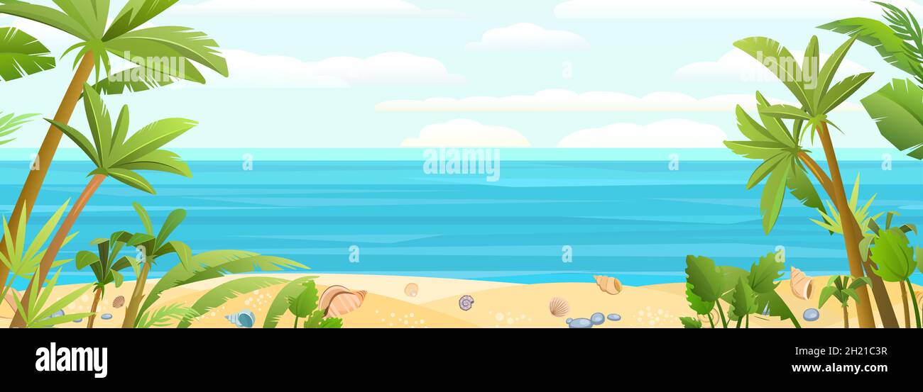 Palm trees beach bottom Stock Vector Images - Alamy