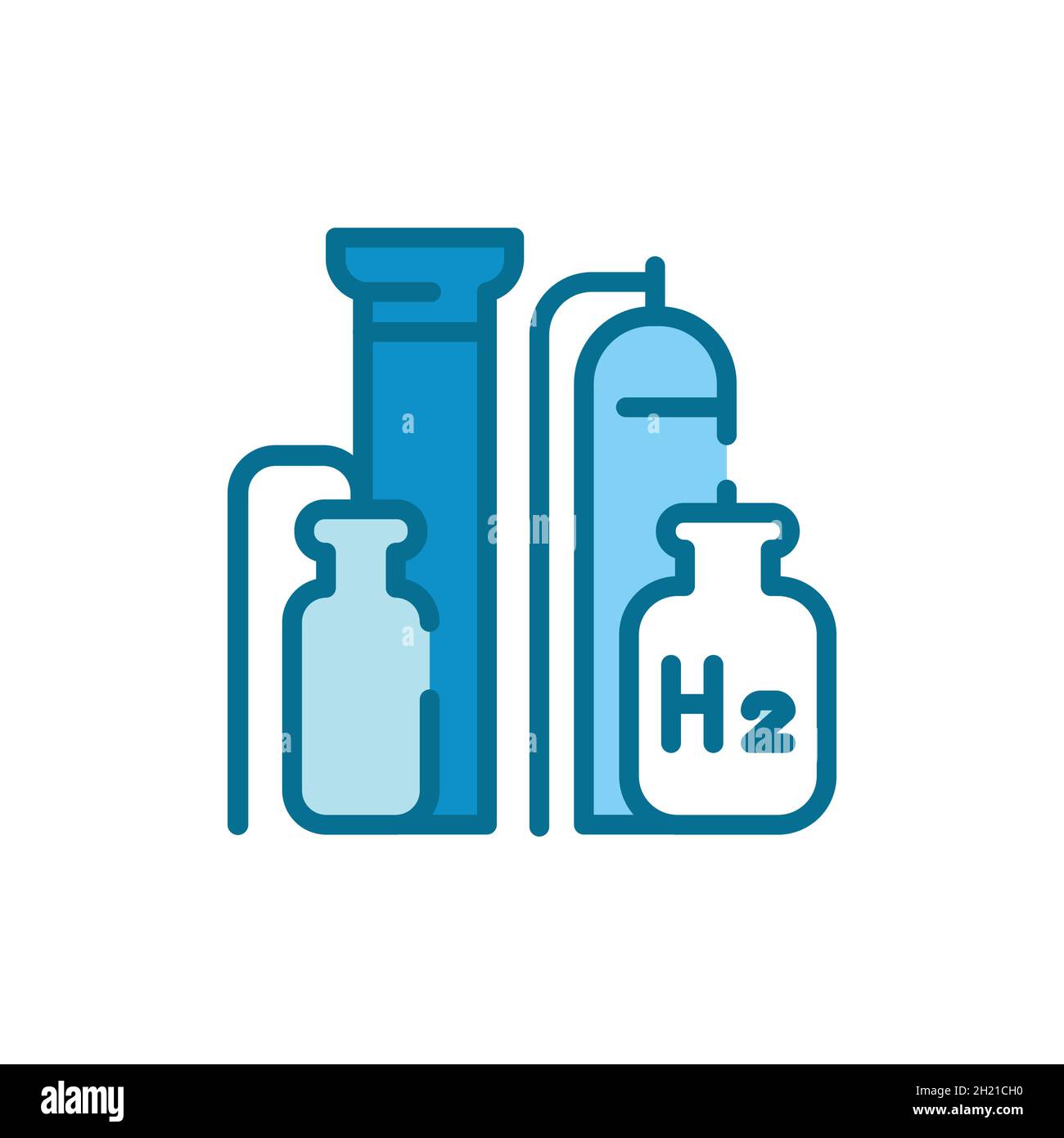 Storage cylinders H2 color line icon. Hydrogen energy. Isolated vector ...