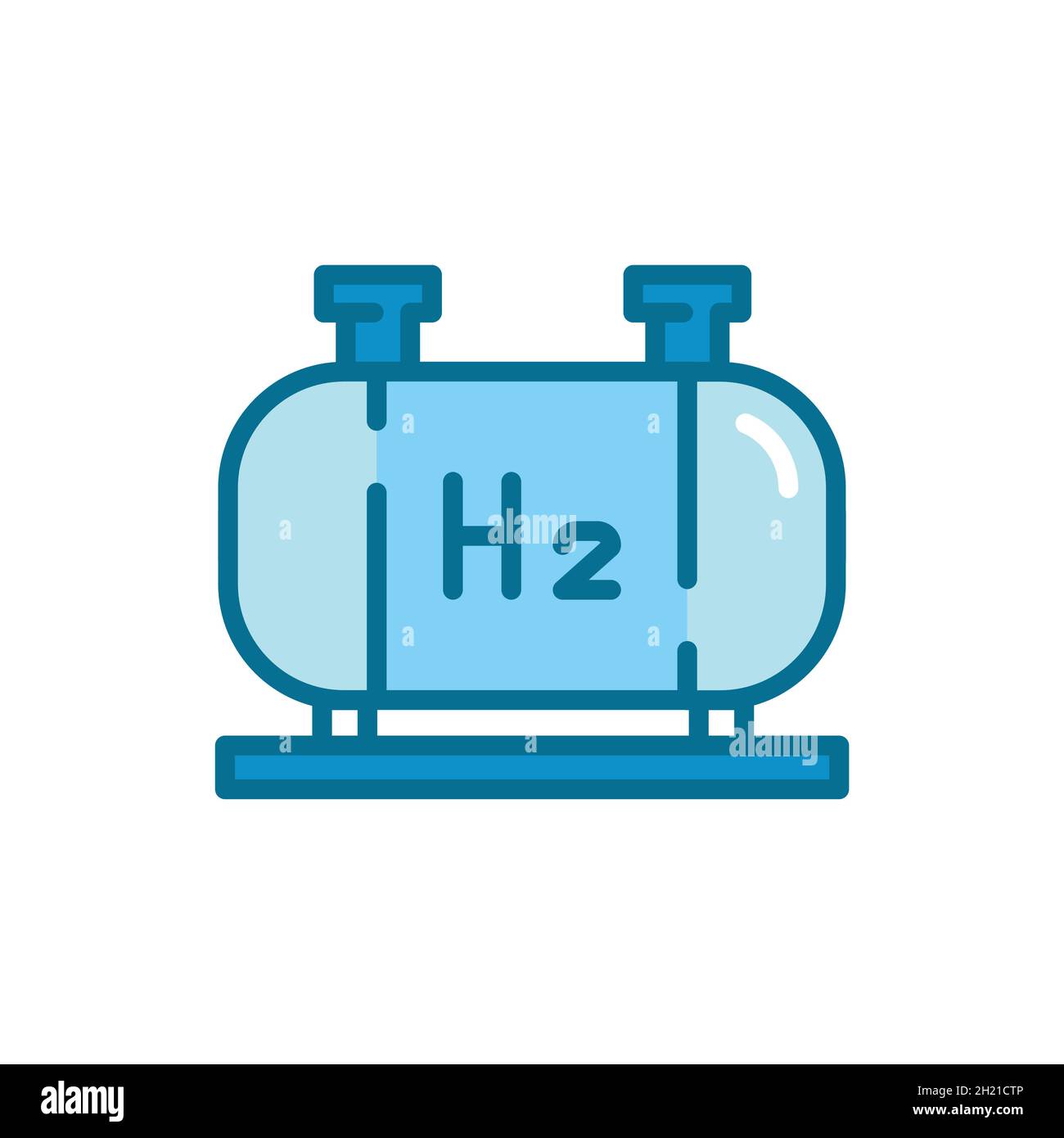 Storage Cylinders H2 Color Line Icon Hydrogen Energy Isolated Vector Element Outline