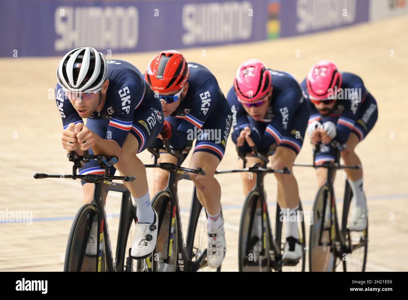 Team France poursuite par equipes during the Tissot UCI Track Cycling ...