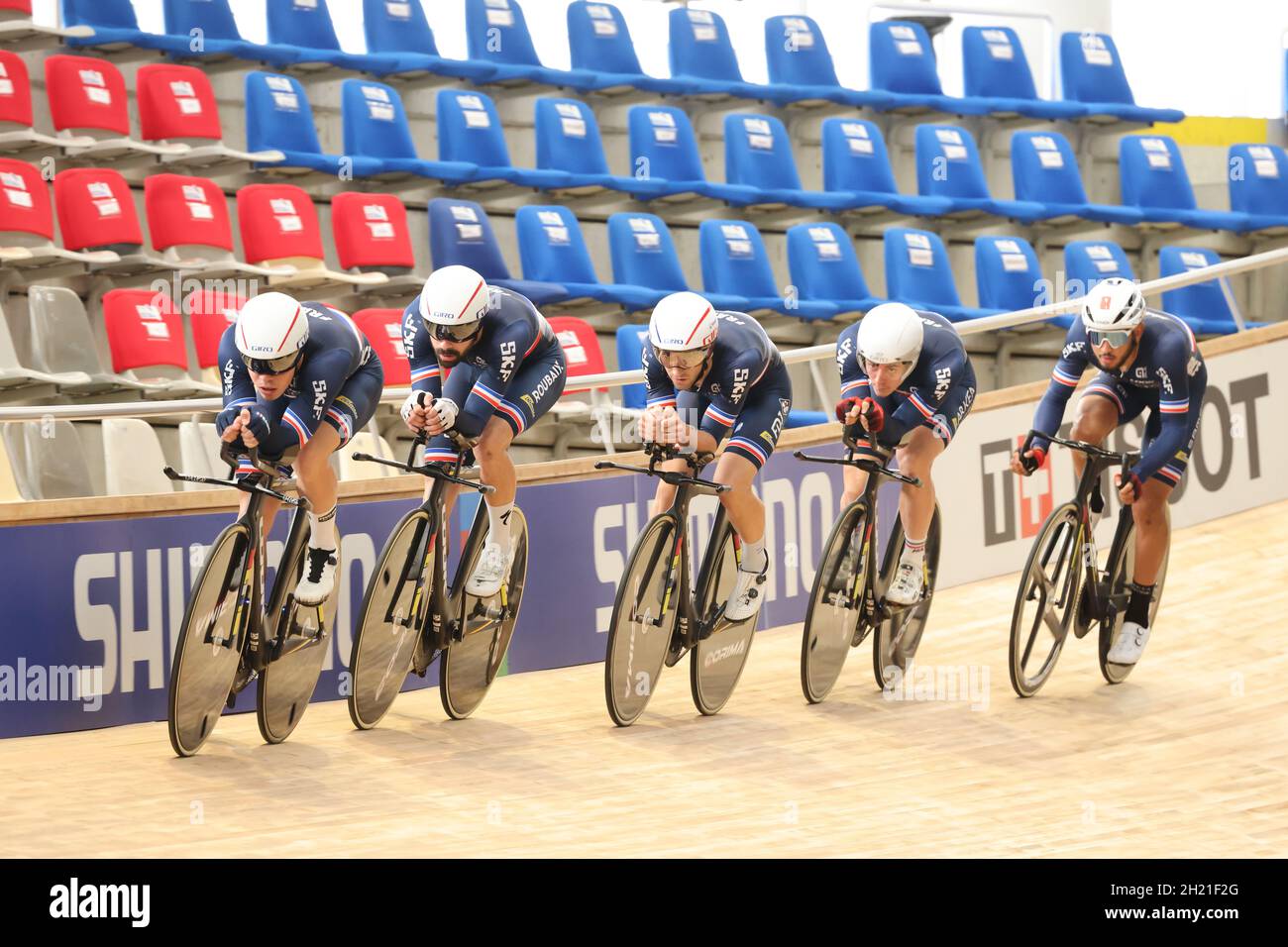 Team France poursuite par equipes during the Tissot UCI Track Cycling ...
