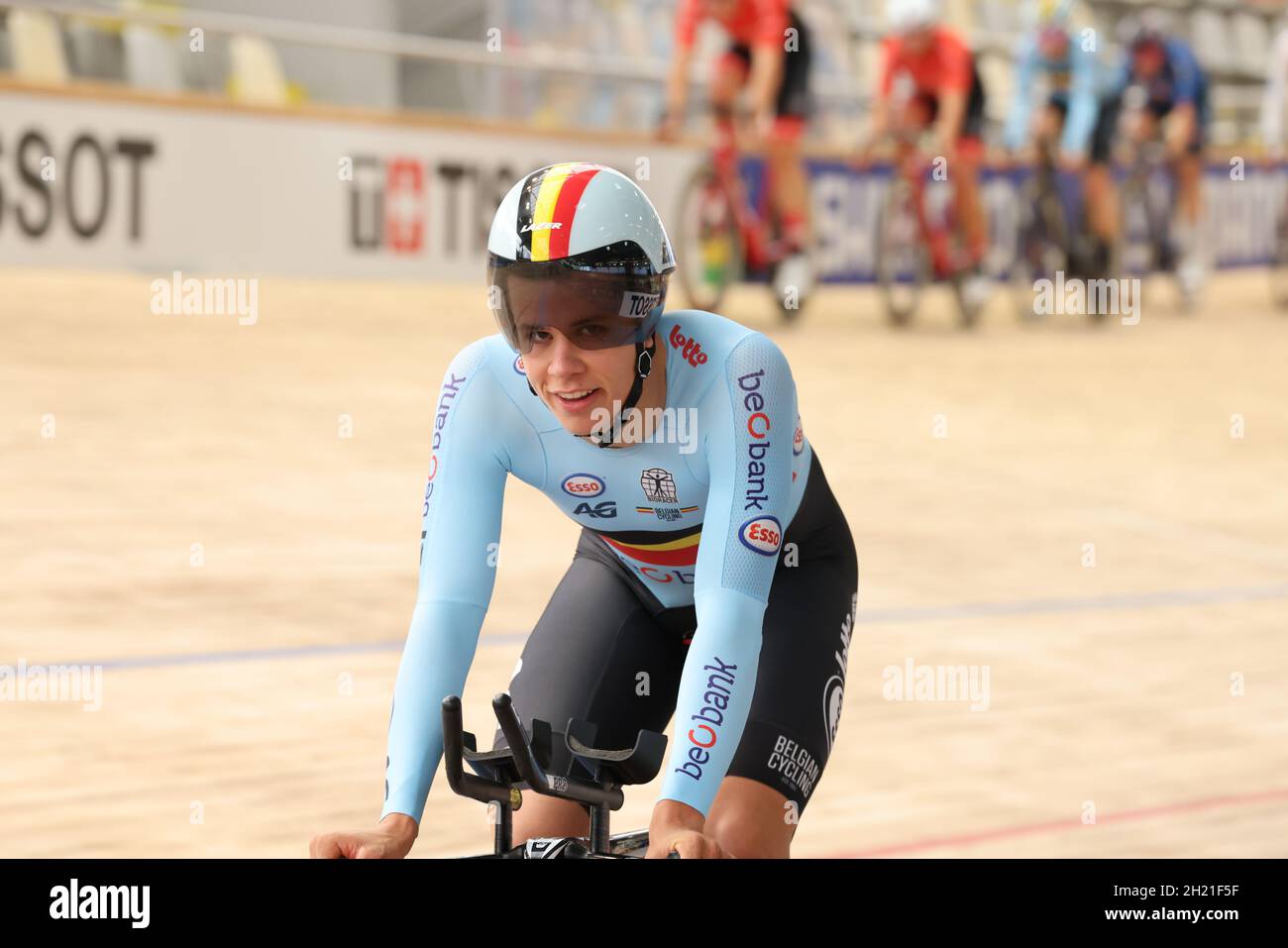Cyclist man Belgium during the Tissot UCI Track Cycling World ...