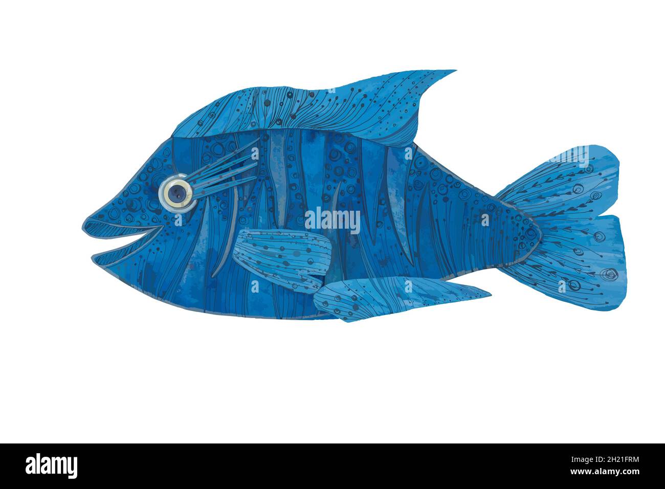Blue fish painting Cut Out Stock Images & Pictures - Alamy