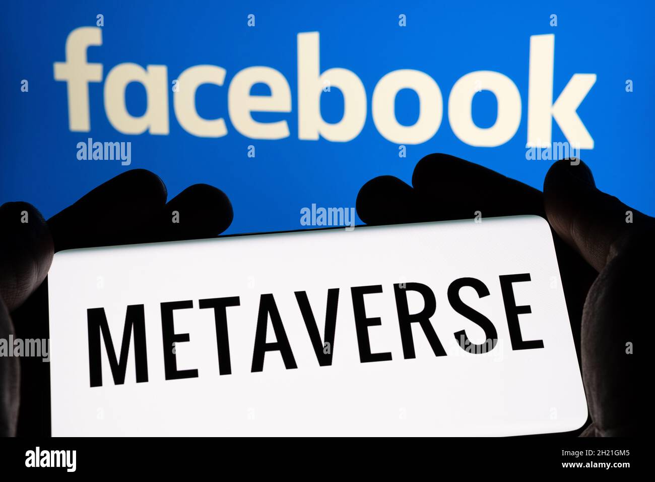 FACEBOOK META Metaverse concept. Smartphone silhouette with METAVERSE ...