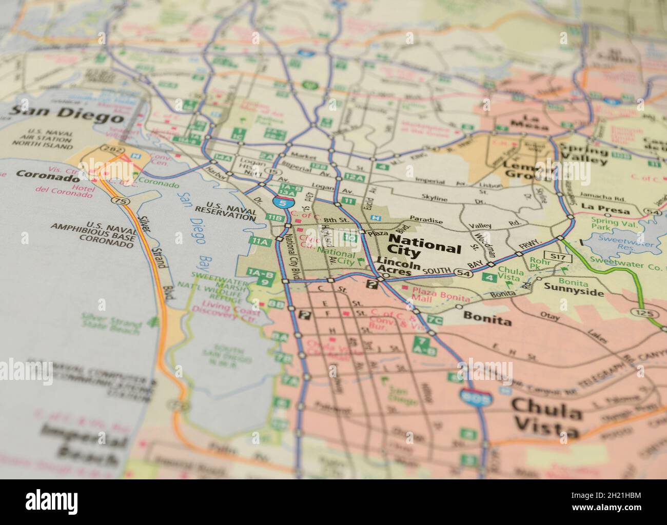 Map of the city of National City, CA Stock Photo - Alamy
