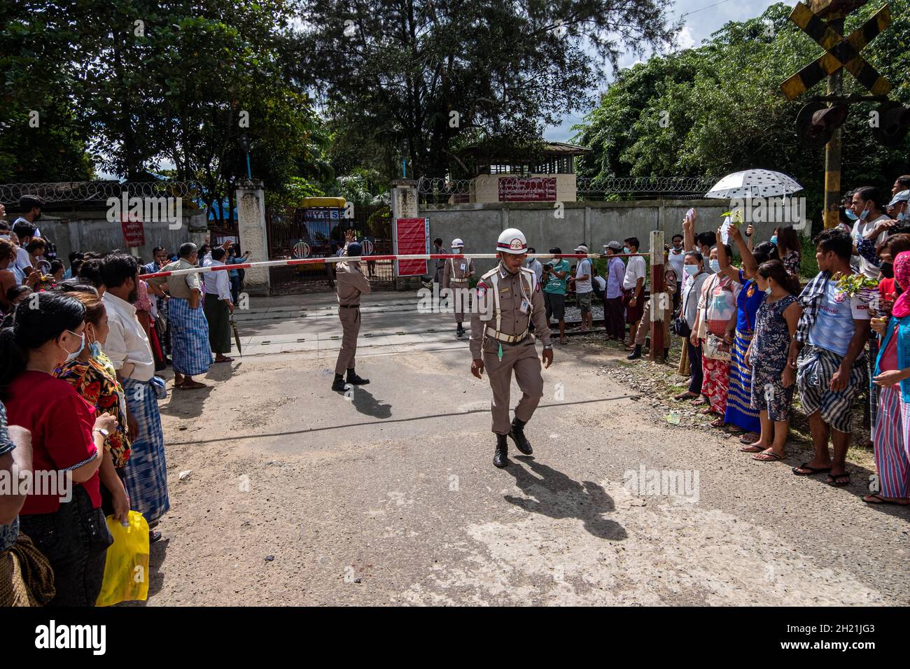 Yangon, Myanmar - 19 Oct 2021, People are seen waiting for detainees ...