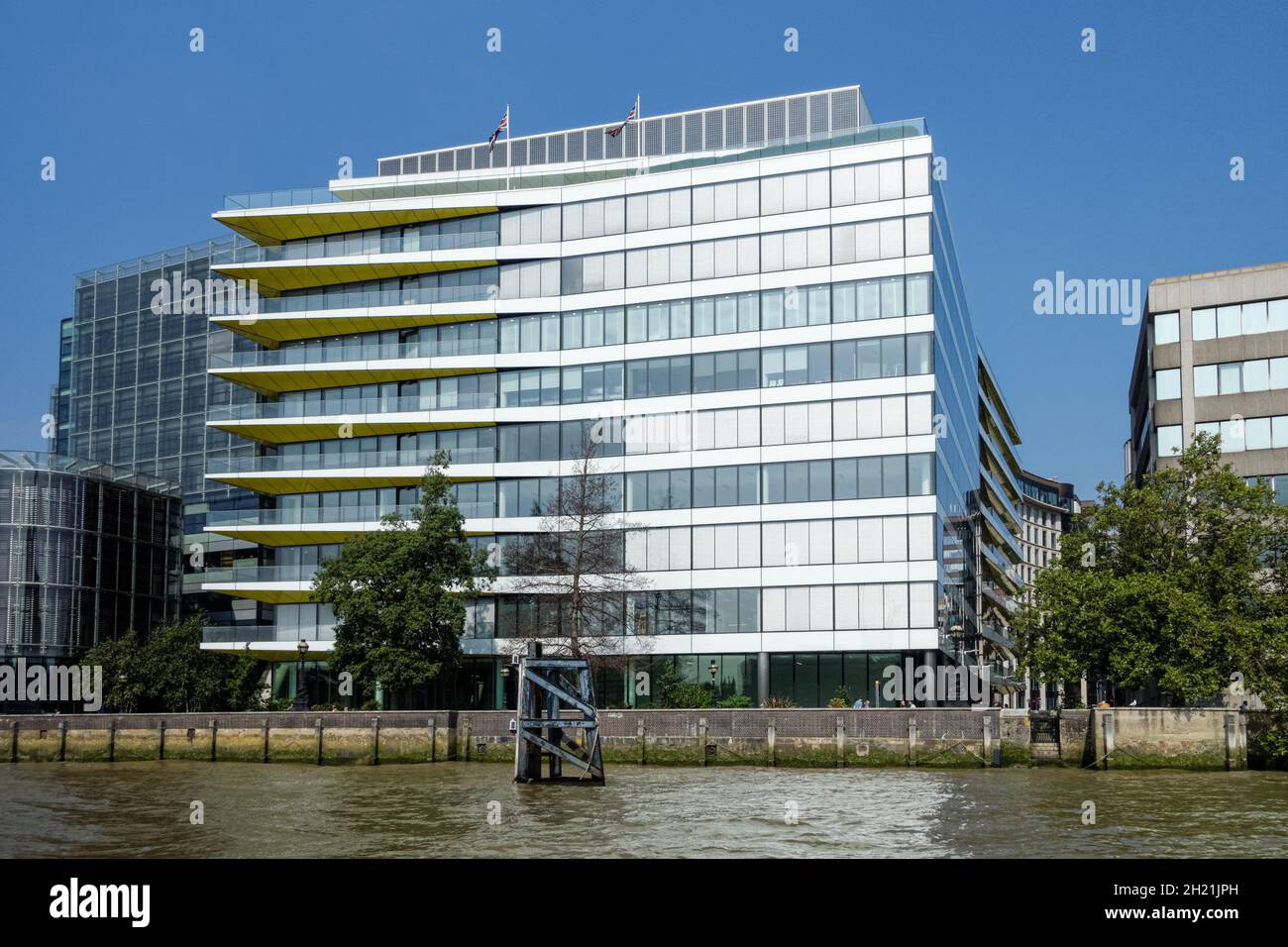 Riverbank House office block on the bank of the river Thames, London ...