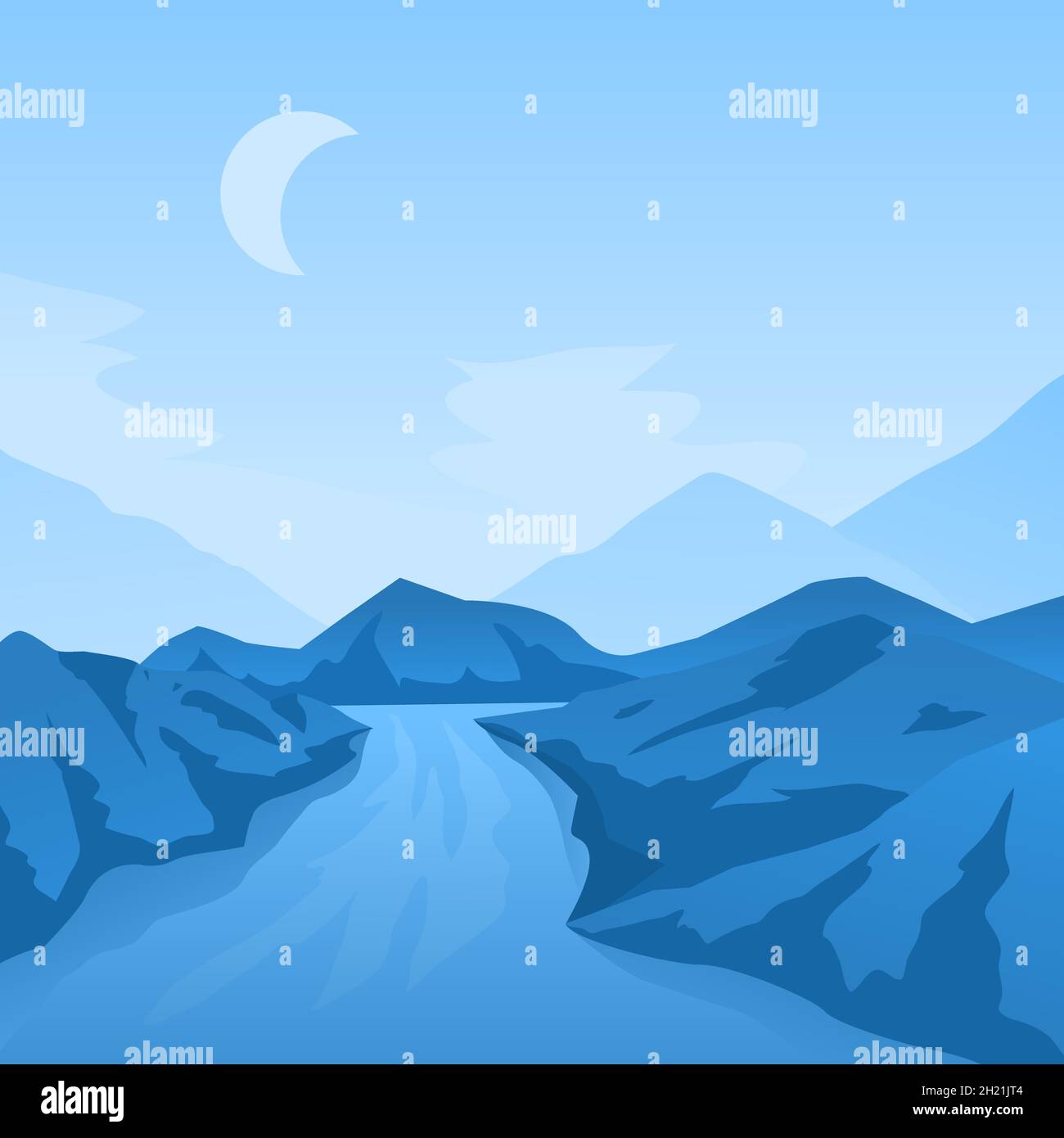 Abstract landscape with mountains and river Stock Vector Image & Art ...