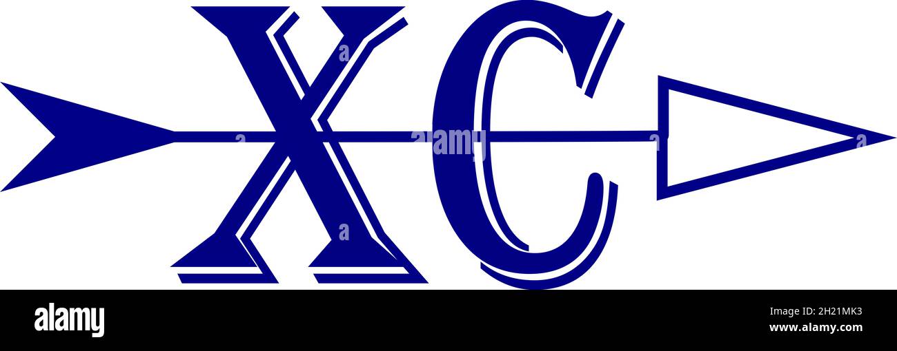 The cross countyr runners logo XC in blue with blue trim and a blue ...