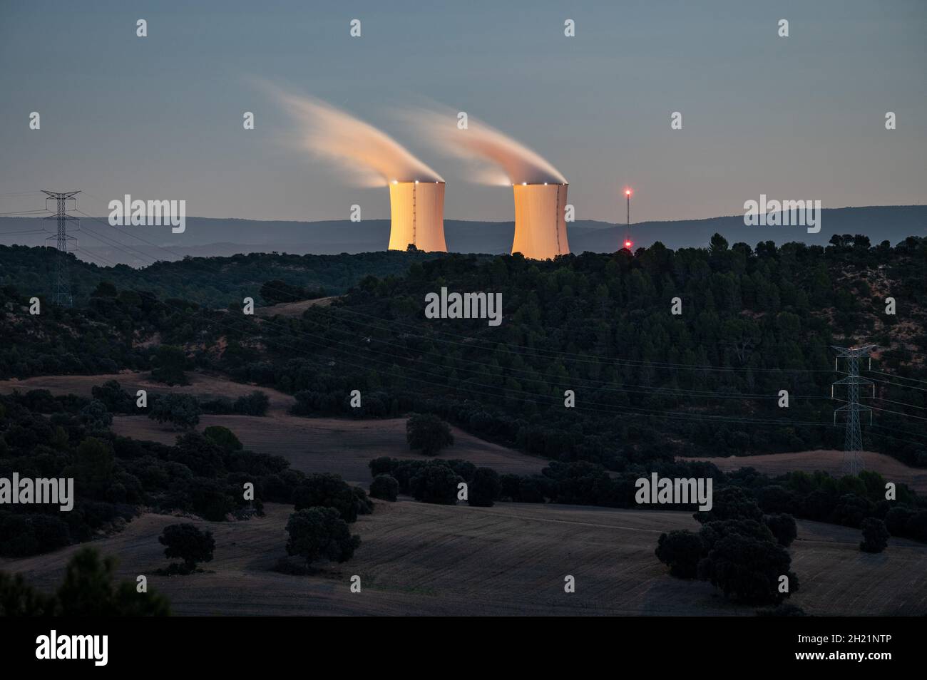 Trillo, Spain. 19th Oct, 2021. Water steam is seen emerging from the ...