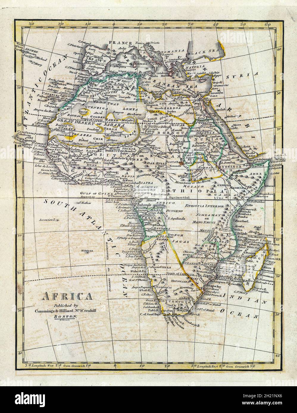 18-19th century old vintage map of Africa Stock Photo - Alamy