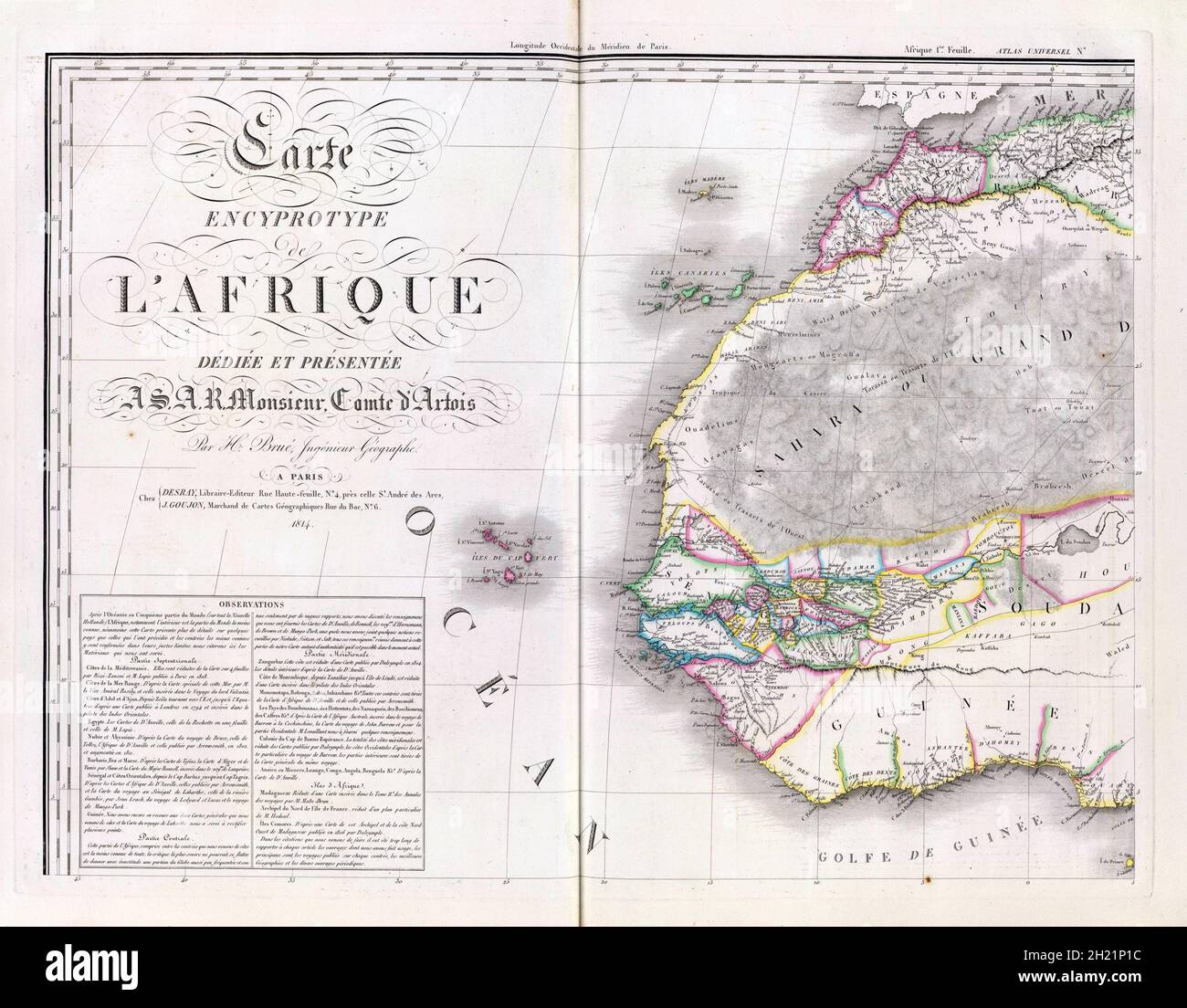 18-19th century old vintage map of Africa Stock Photo - Alamy