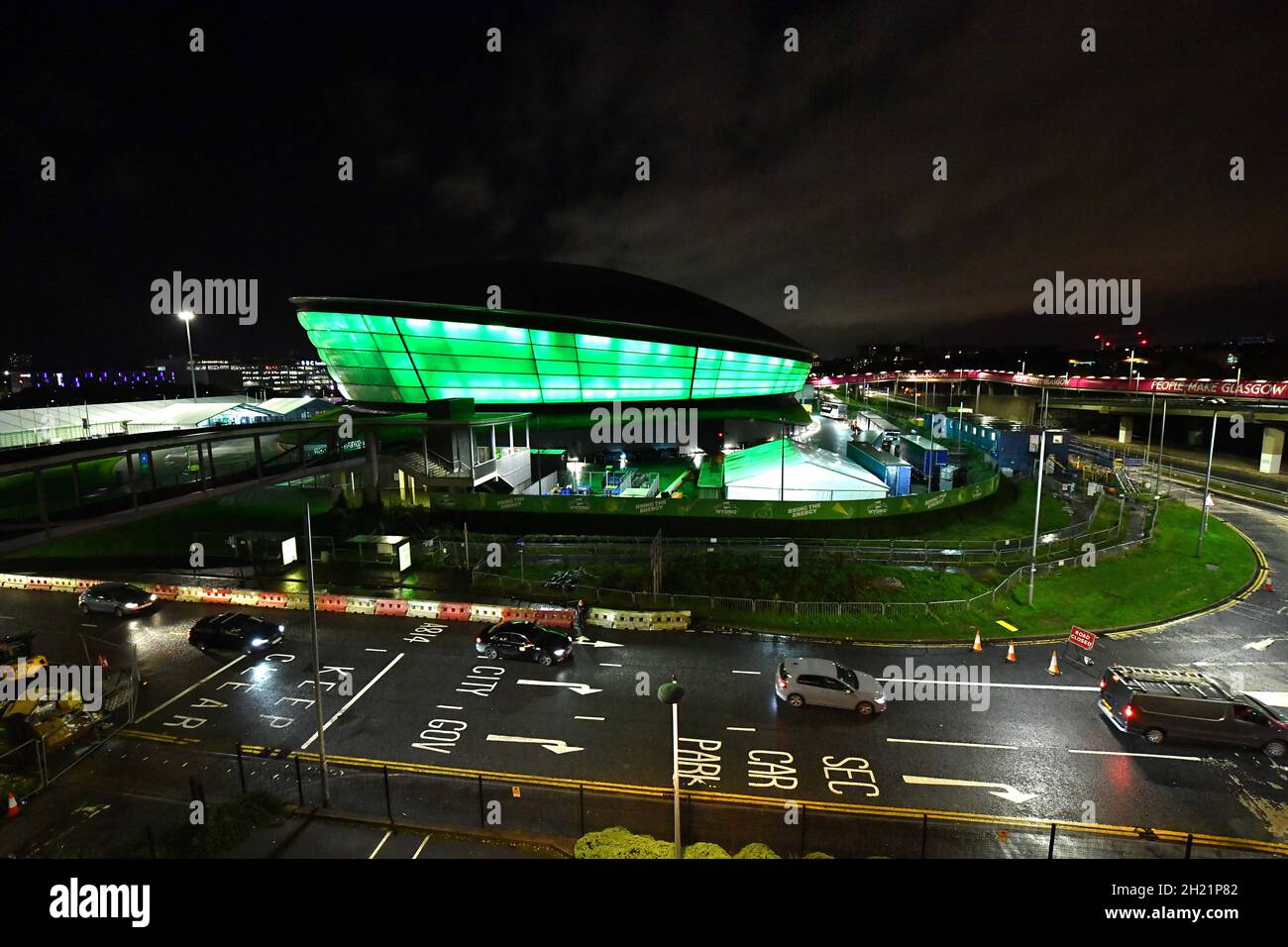 Glasgow, Scotland, UK. 19th Oct, 2021. PICTURED: Ovo Energy Arena (left ...