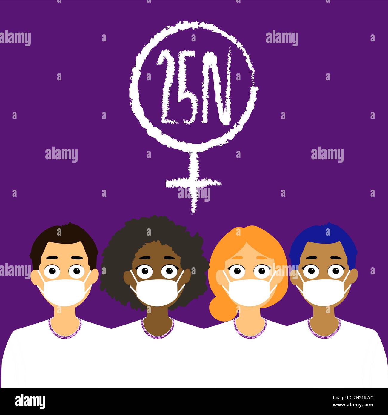 Illustration, people together wearing mask, 25 november international ...