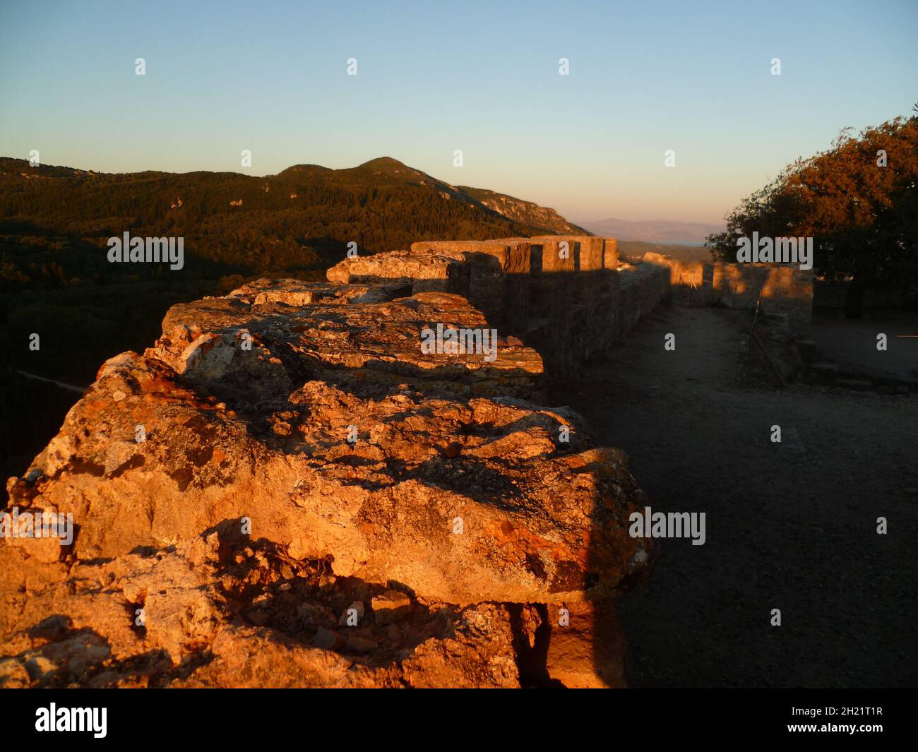 A beautiful shot of the Angelo Castro and a clear sky in Corfu, Greece ...