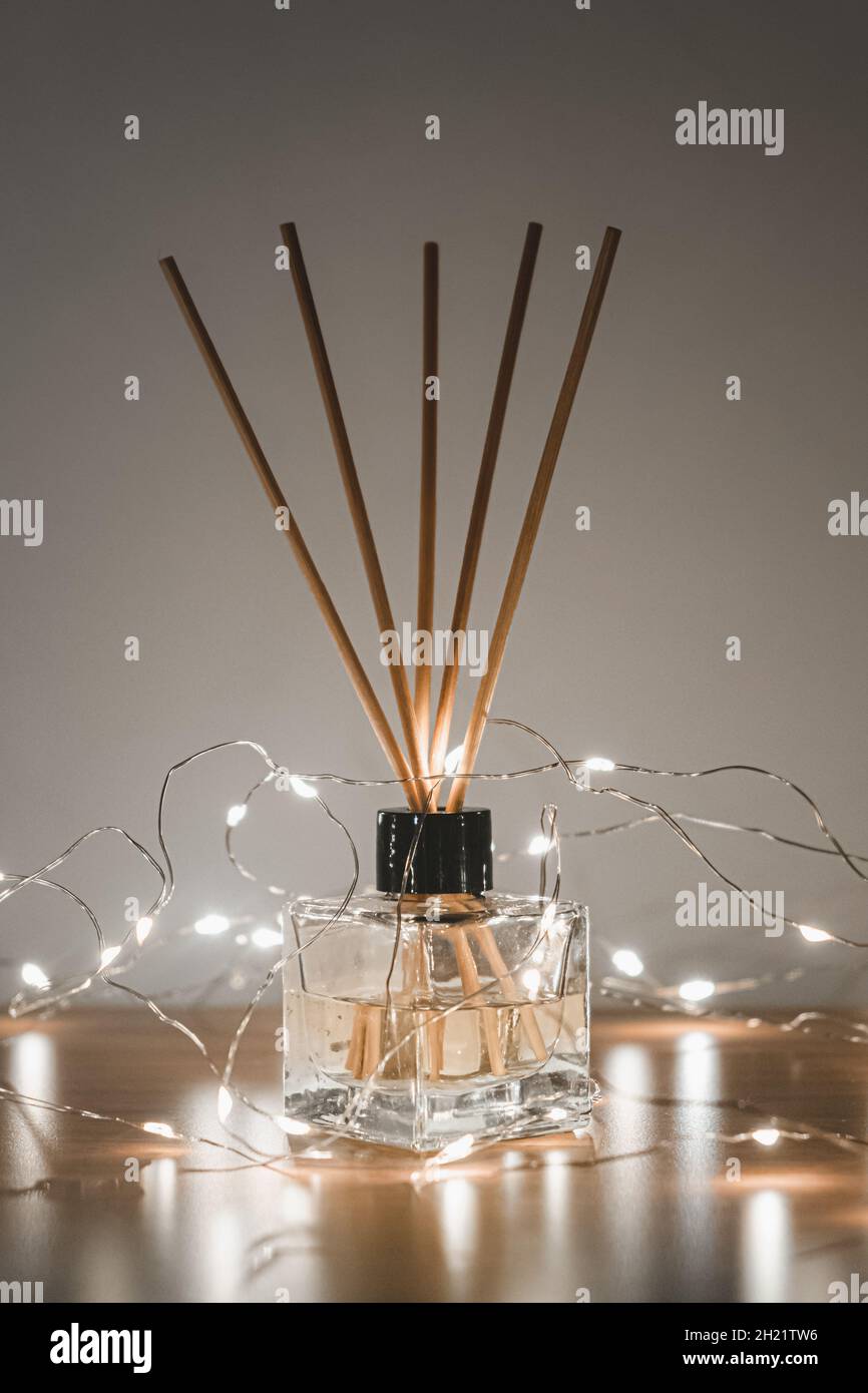 Bamboo Ambient Scent Sticks, Home Decor with warm lights Stock Photo ...