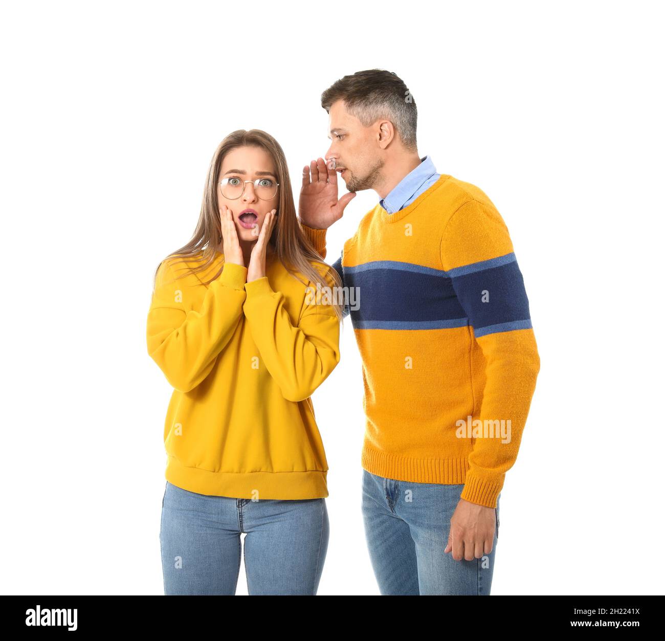 Gossiping people on white background Stock Photo - Alamy