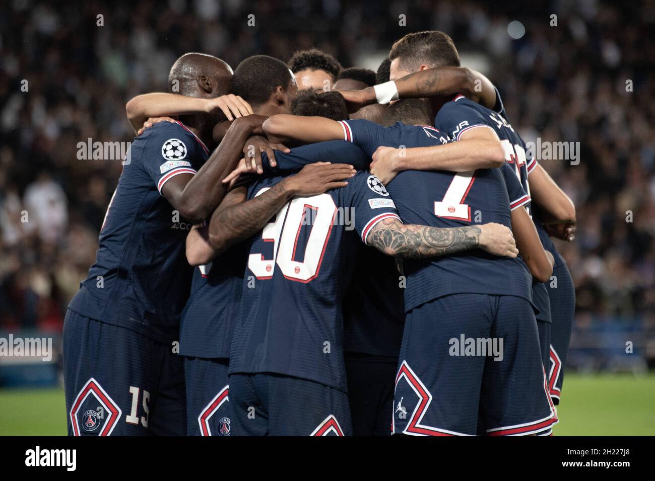 Lionel Messi of Paris Saint Germain (PSG) celebrates his goal with ...