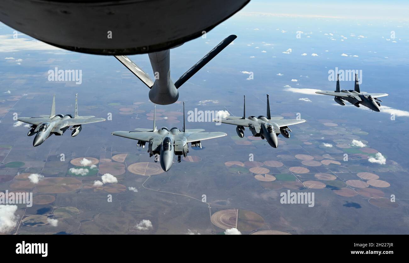 Three F-15Cs and an F-15EX assigned to the 85th Test and Evaluation ...