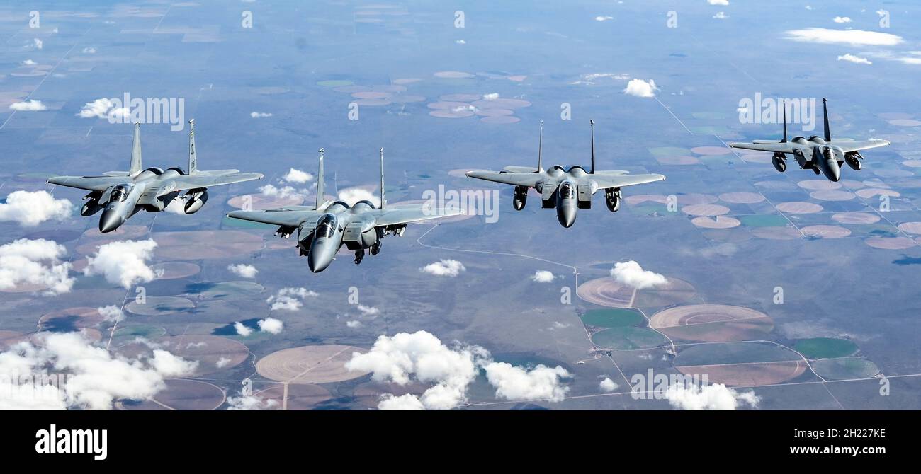 Three F-15Cs and an F-15EX assigned to the 85th Test and Evaluation ...