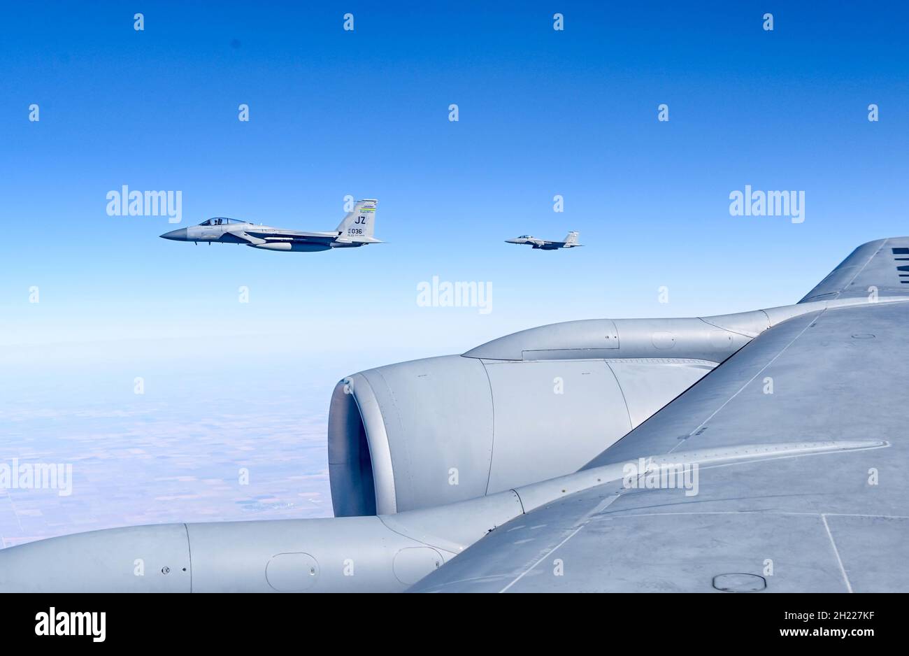 An F-15C and an F-15EX assigned to the 85th Test and Evaluation ...