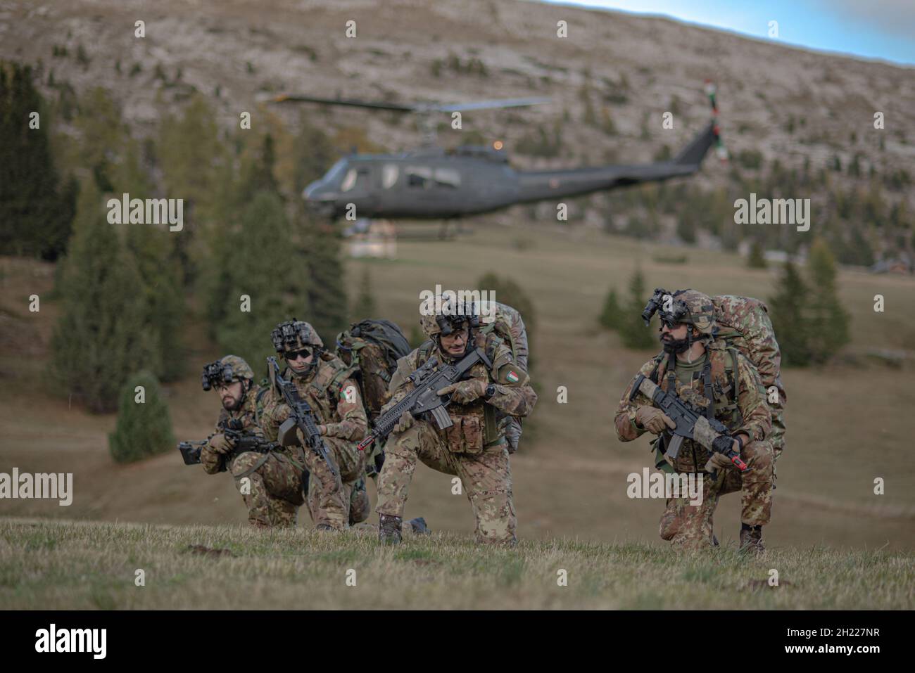 Alpine troopers with the 7th Alpine Regiment secure a drop zone after a ...