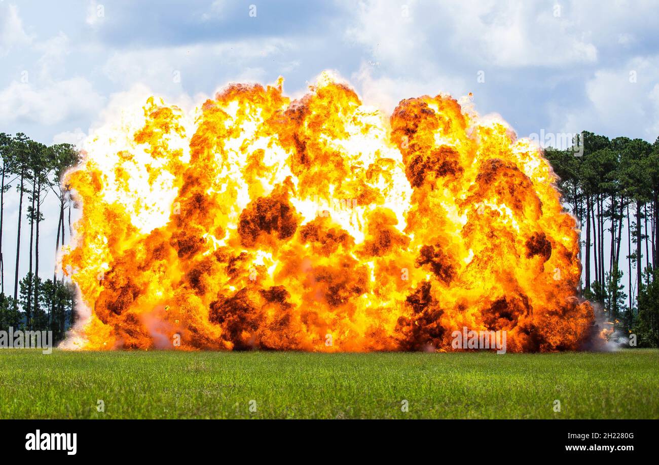 An explosion is set off by Explosive Ordnance Disposal (EOD ...