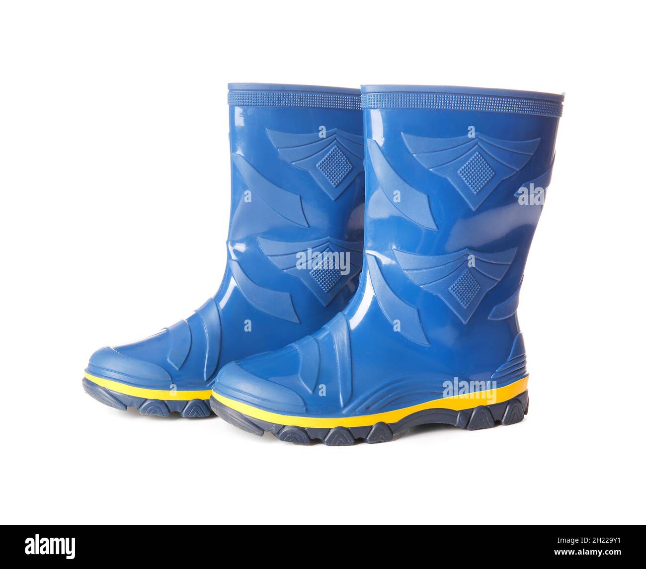 Blue rubber boots isolated on white background Stock Photo - Alamy