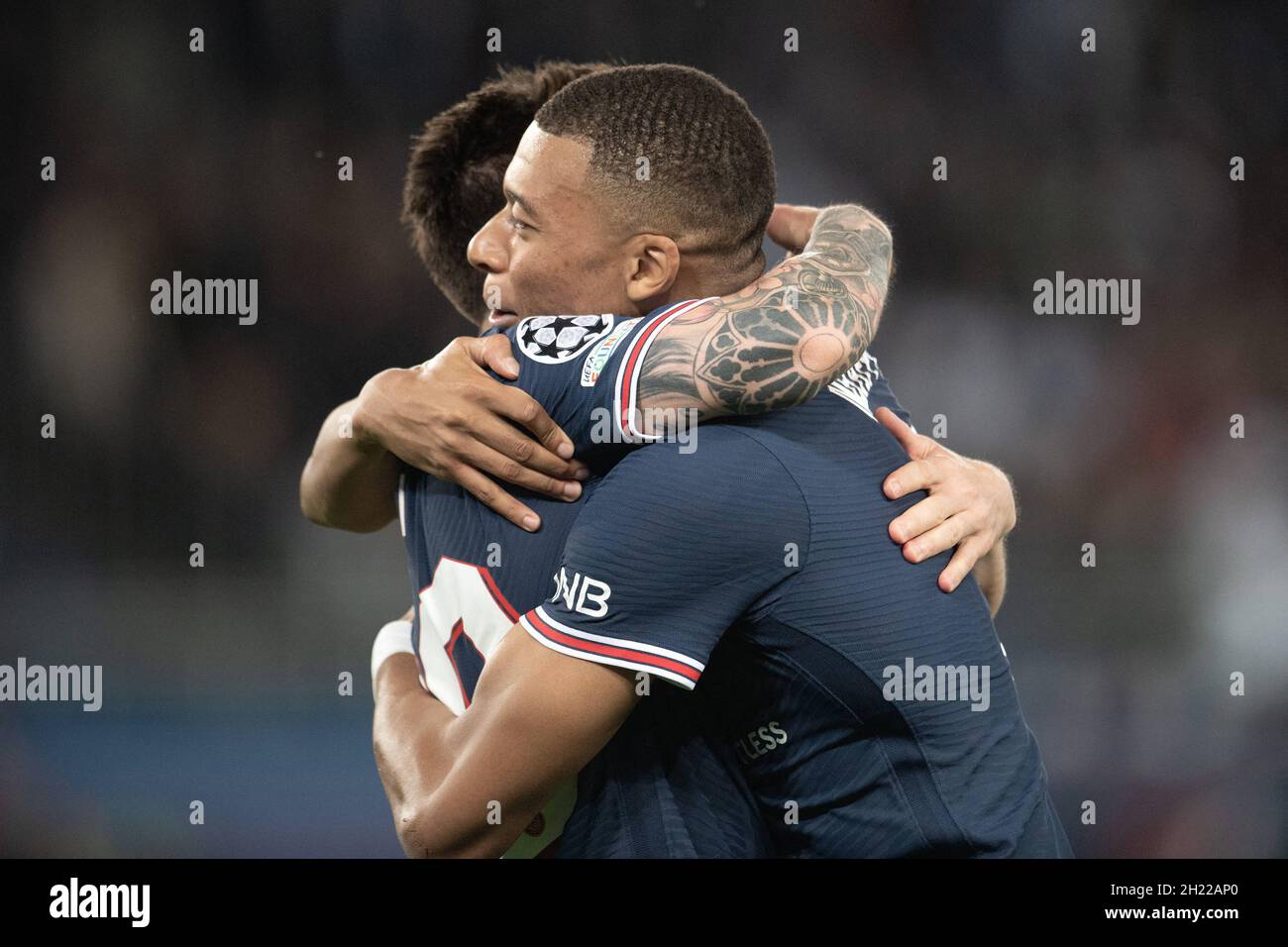 Lionel Messi of Paris Saint Germain (PSG) celebrates his goal with ...