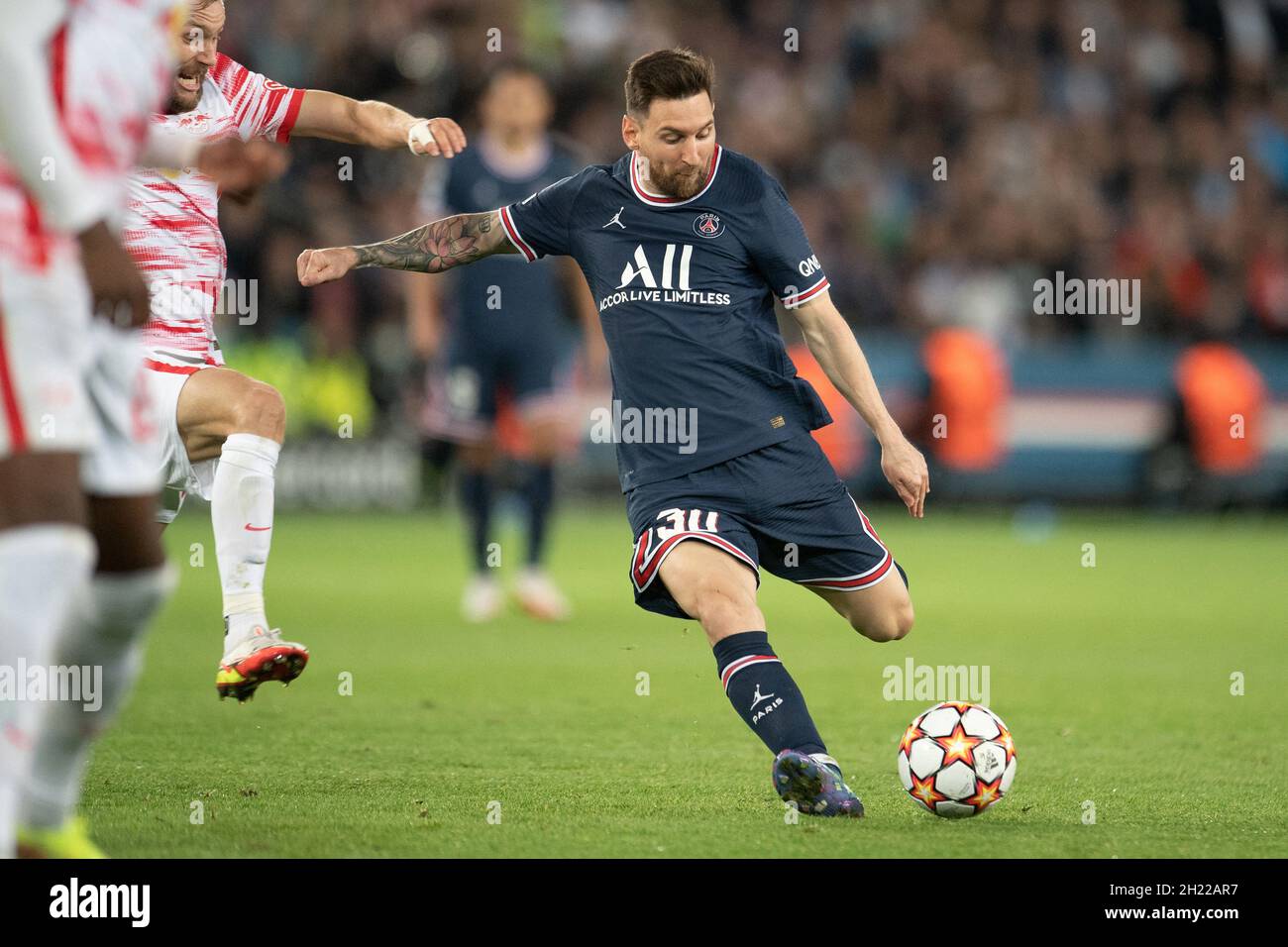 Lionel Messi of Paris Saint Germain (PSG) in action during the UEFA ...