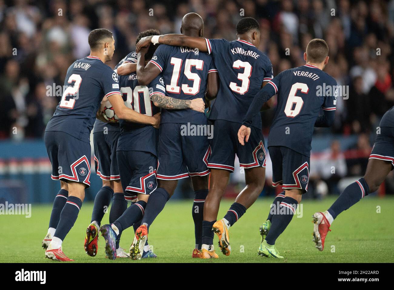 Lionel Messi of Paris Saint Germain (PSG) celebrates his goal with ...