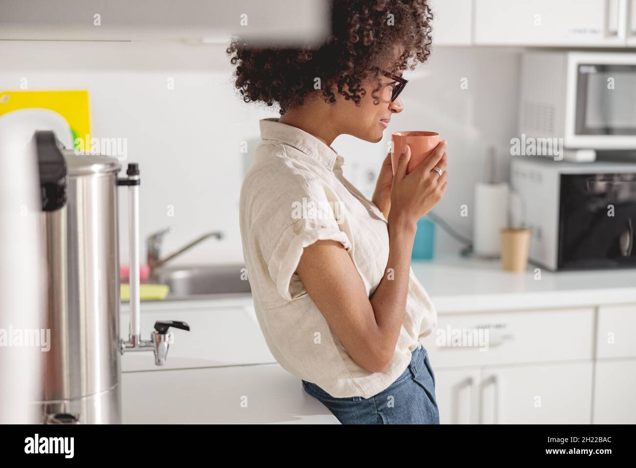 Business lady going work coffee hi-res stock photography and images - Alamy