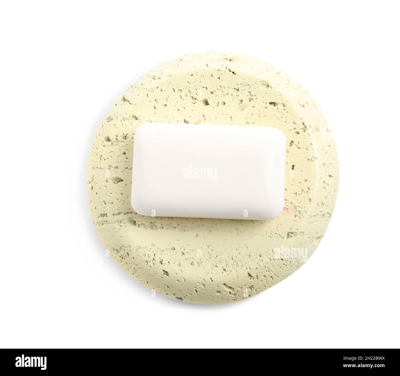 Pumice and soap bar on white background, top view Stock Photo - Alamy