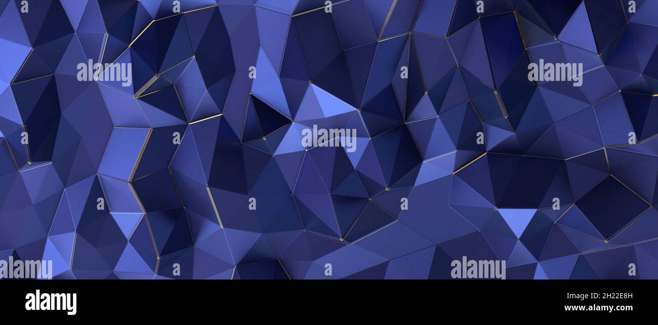 3d rendering illustration of a modern abstract blue crystal pattern ...