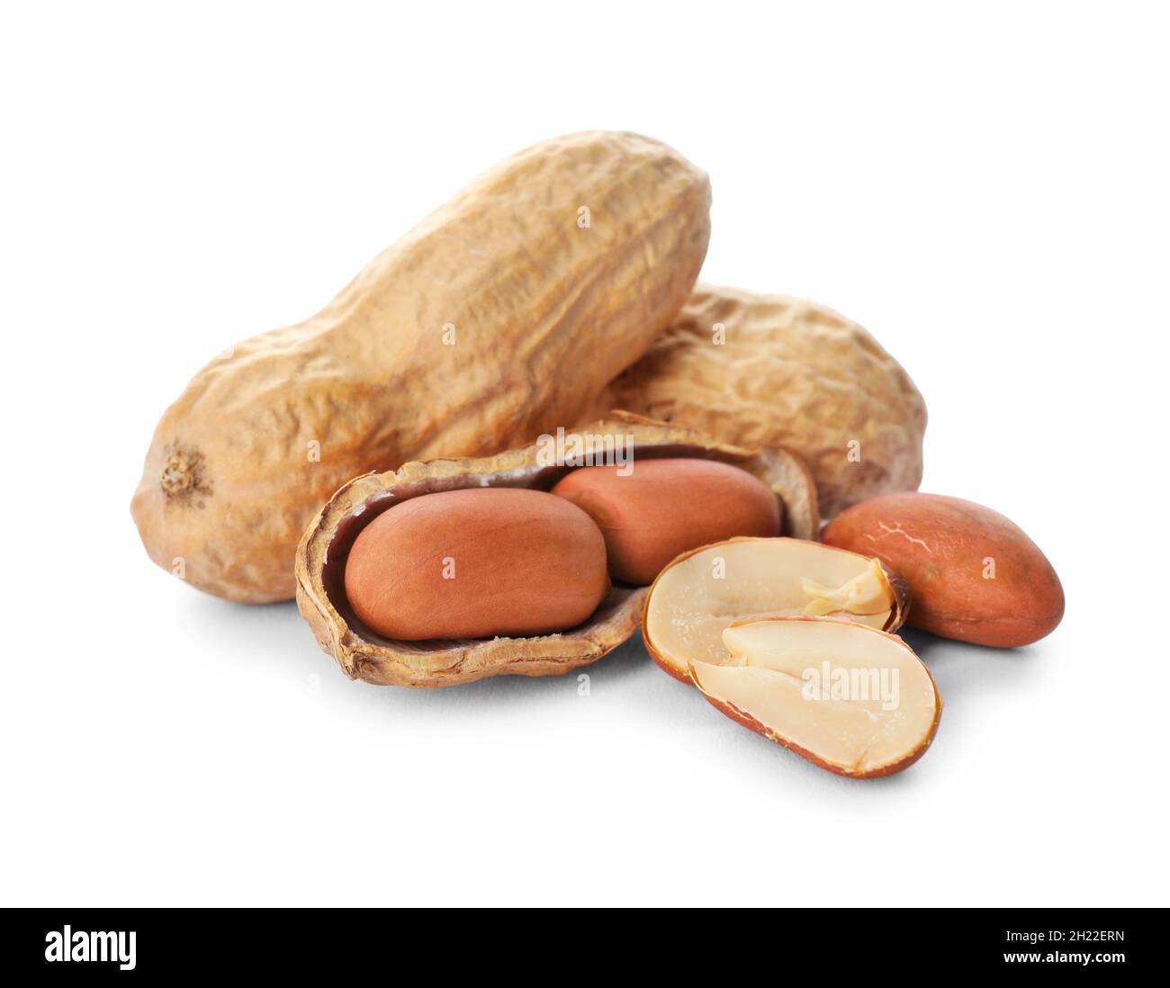Raw peanuts on white background. Healthy snack Stock Photo - Alamy